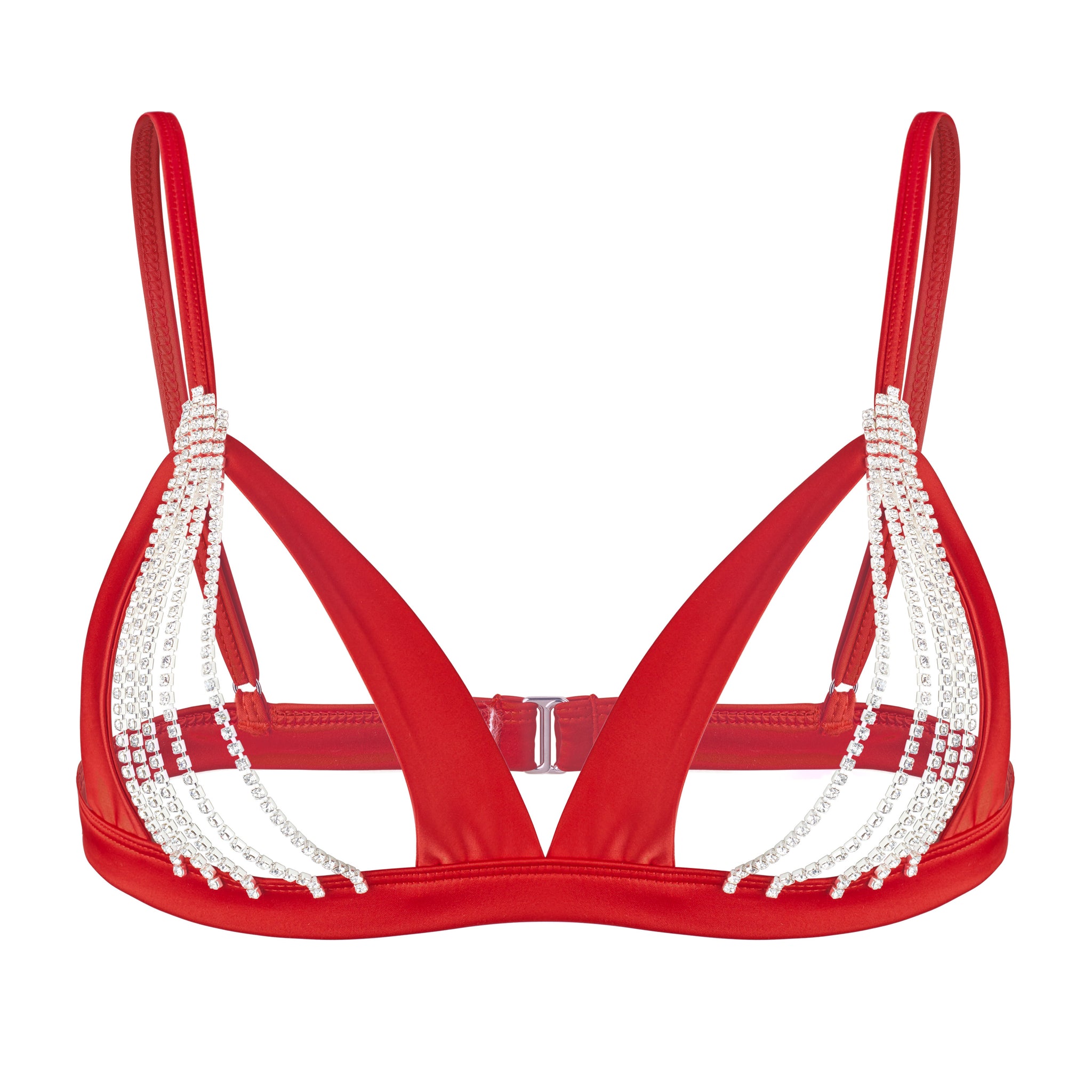 Layla Open Bra Red - Crystal Satin Sparkle